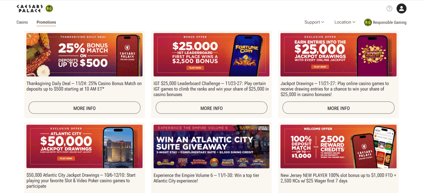Caesars Palace Casino No Deposit Bonus | $10 Free | Updated April 2025